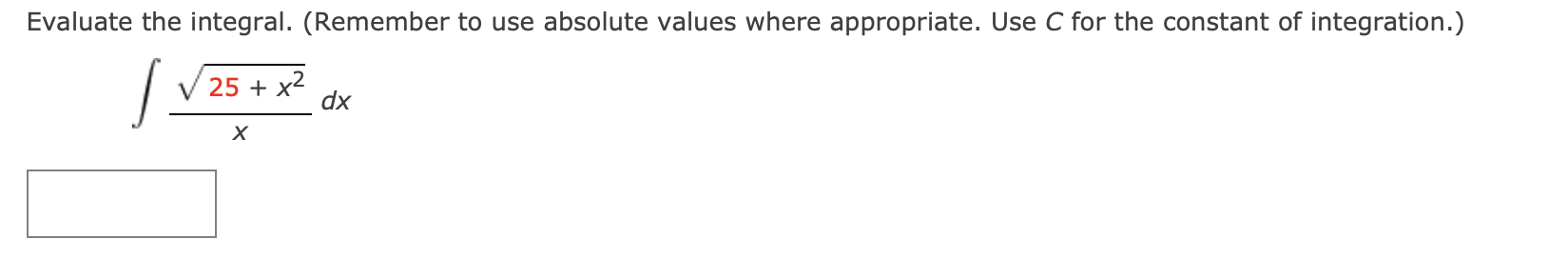 Solved Evaluate the integral. (Remember to use absolute | Chegg.com
