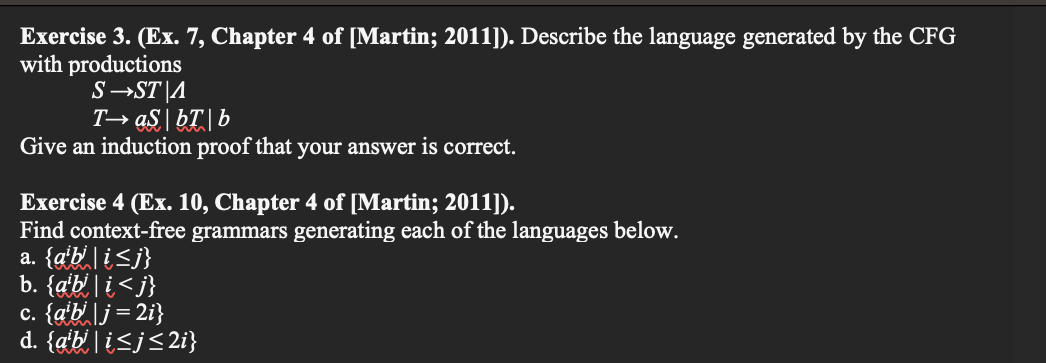 Solved Exercise 3. (Ex. 7, Chapter 4 of [Martin; 2011]). | Chegg.com
