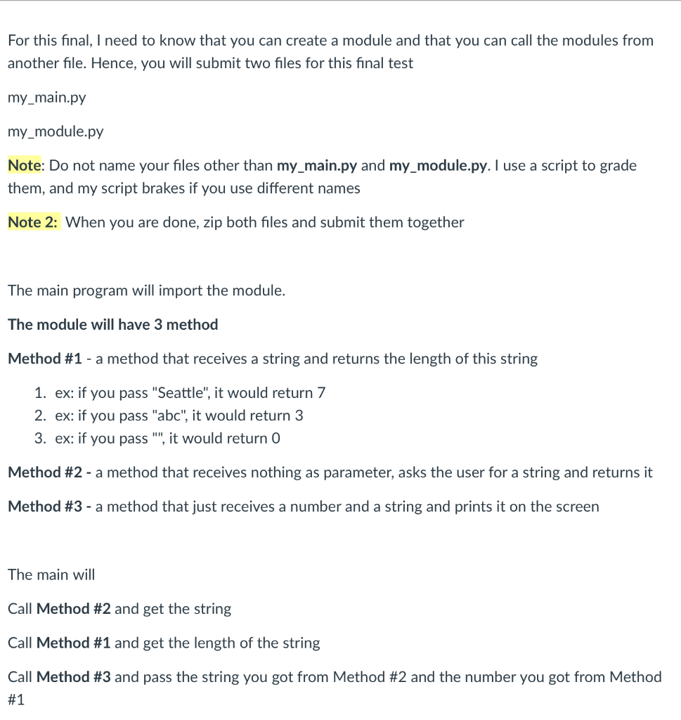 Solved For this final, I need to know that you can create a | Chegg.com