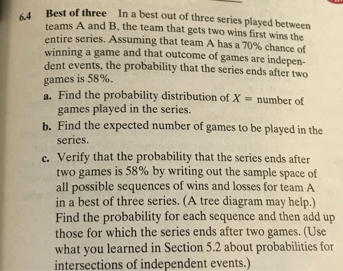 Solved Best of three In a best out of three series played | Chegg.com
