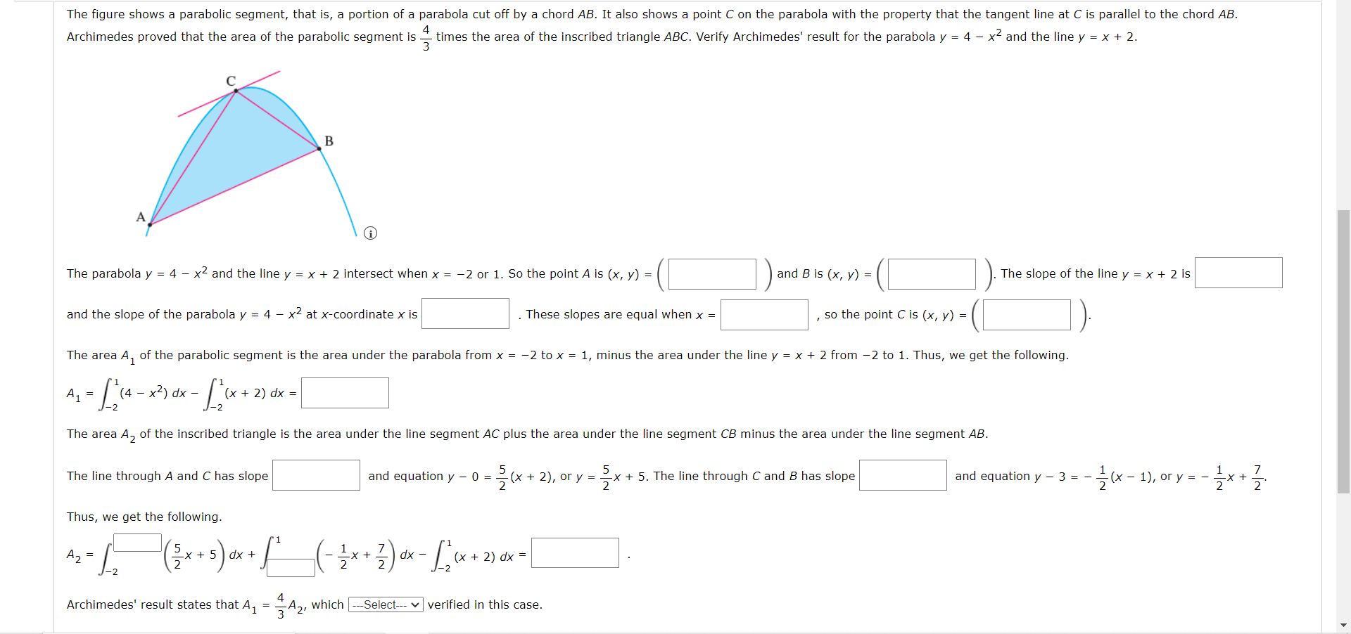 Solved and the slope of the parabola y=4−x2 at x-coordinate | Chegg.com