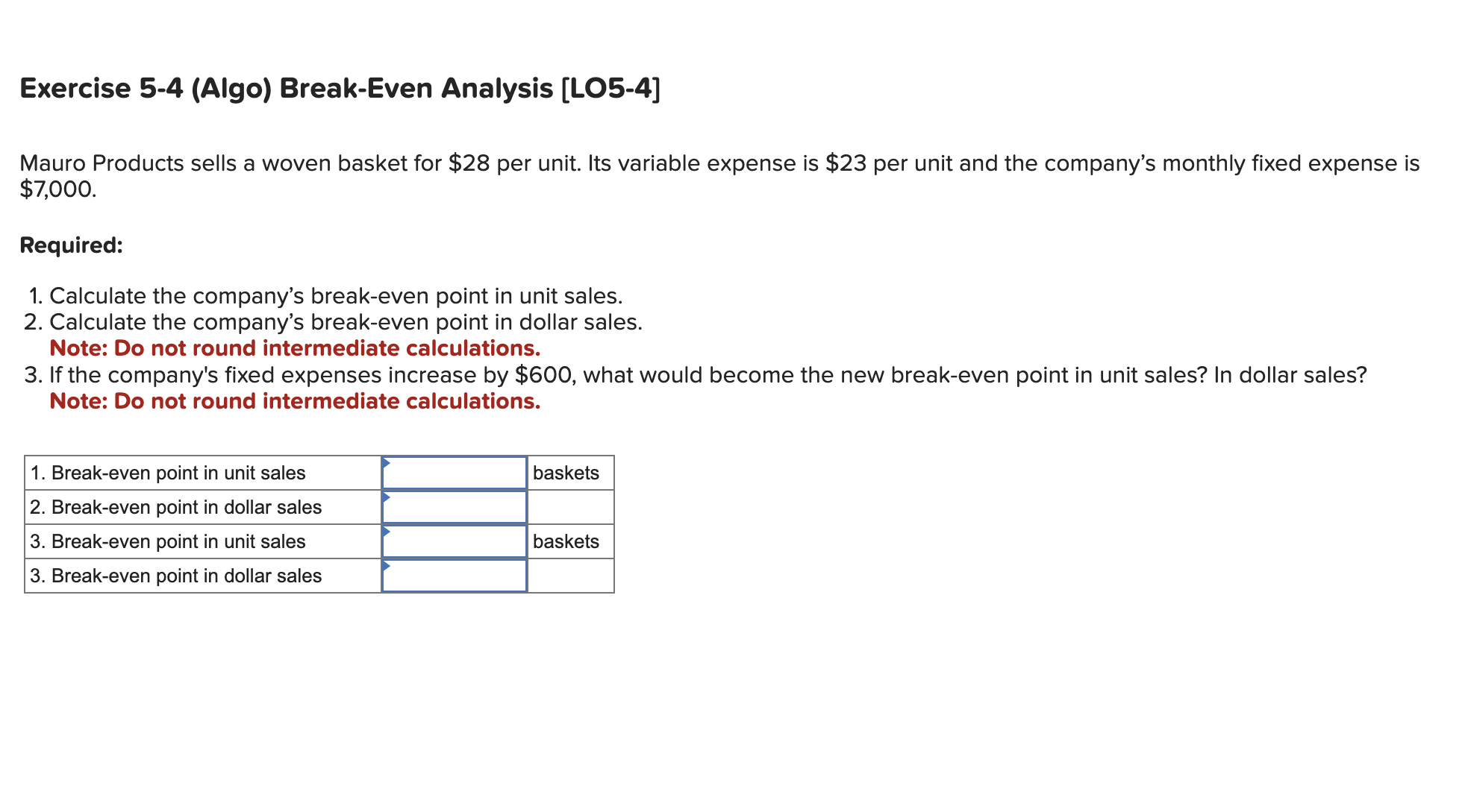 Solved Exercise 5-2 (Algo) The Effect of Changes in Unit | Chegg.com