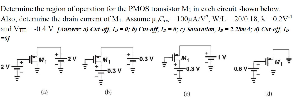 Solved Determine the region of operation for the PMOS | Chegg.com