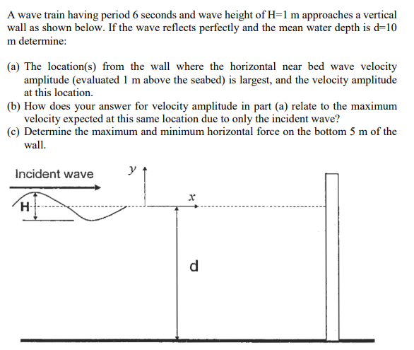 A wave train having period 6 seconds and wave height | Chegg.com