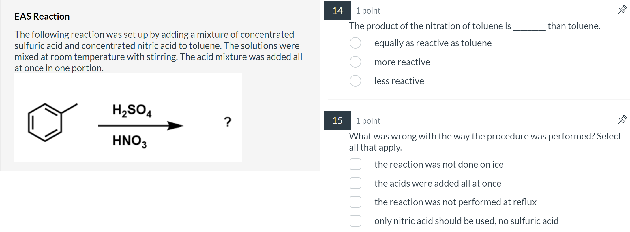 Solved 14 EAS Reaction Doo 1 point The product of the | Chegg.com