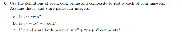 Solved 6. Use the definitions of even, odd, prime and | Chegg.com