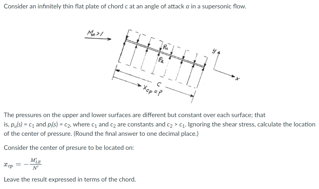 Solved Consider an infinitely thin flat plate of chord c at | Chegg.com