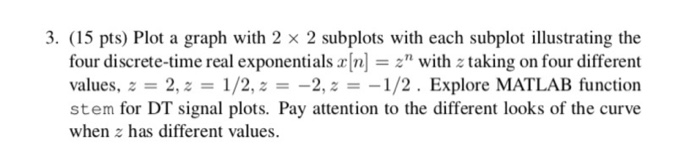 Solved 3, (15 pts) Plot a graph with 2 × 2 subplots with | Chegg.com