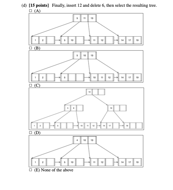 Solved Figure 1:B +tree of order d=4 and height h=2. You can | Chegg.com