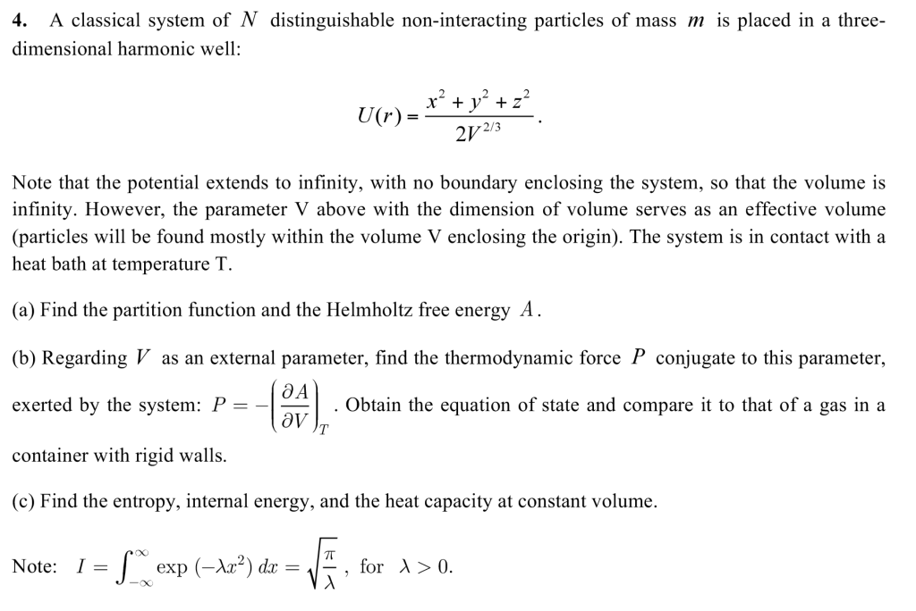 Solved 4. A classical system of N distinguishable | Chegg.com