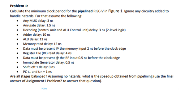 Problem 1: Calculate the minimum clock period for the | Chegg.com