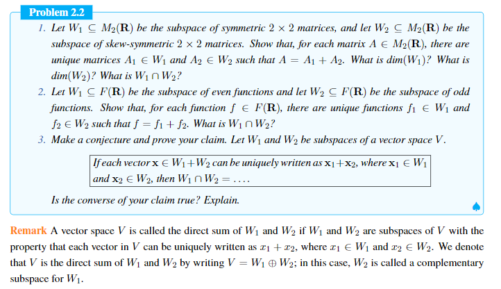 Solved 1. Let W1⊆M2(R) be the subspace of symmetric 2×2 | Chegg.com