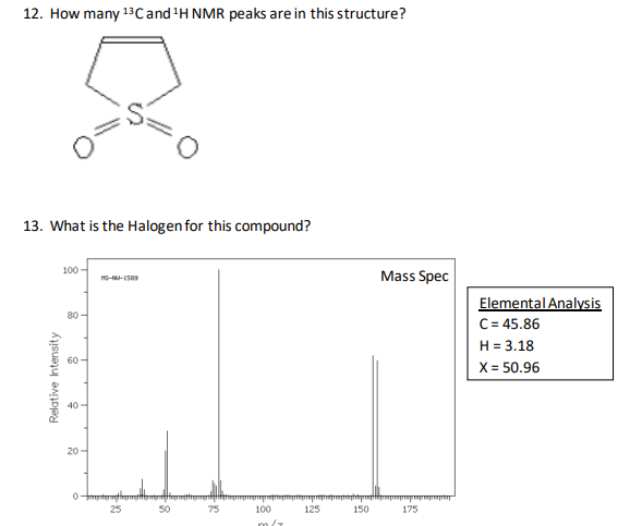 Solved 12. How many 13C and 1H NMR peaks are in this | Chegg.com