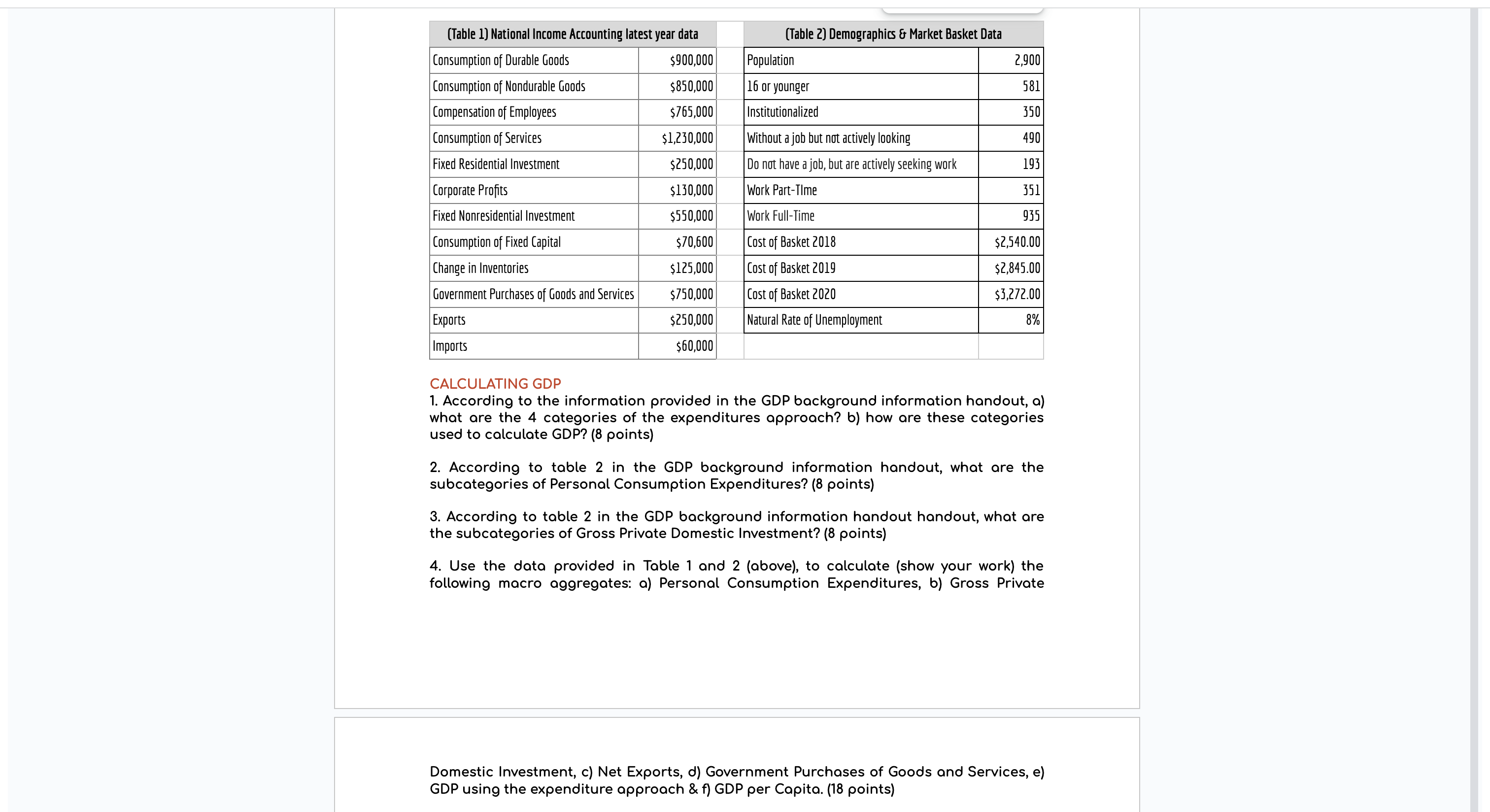 Solved (Table 1) ﻿National Income Accounting latest year | Chegg.com