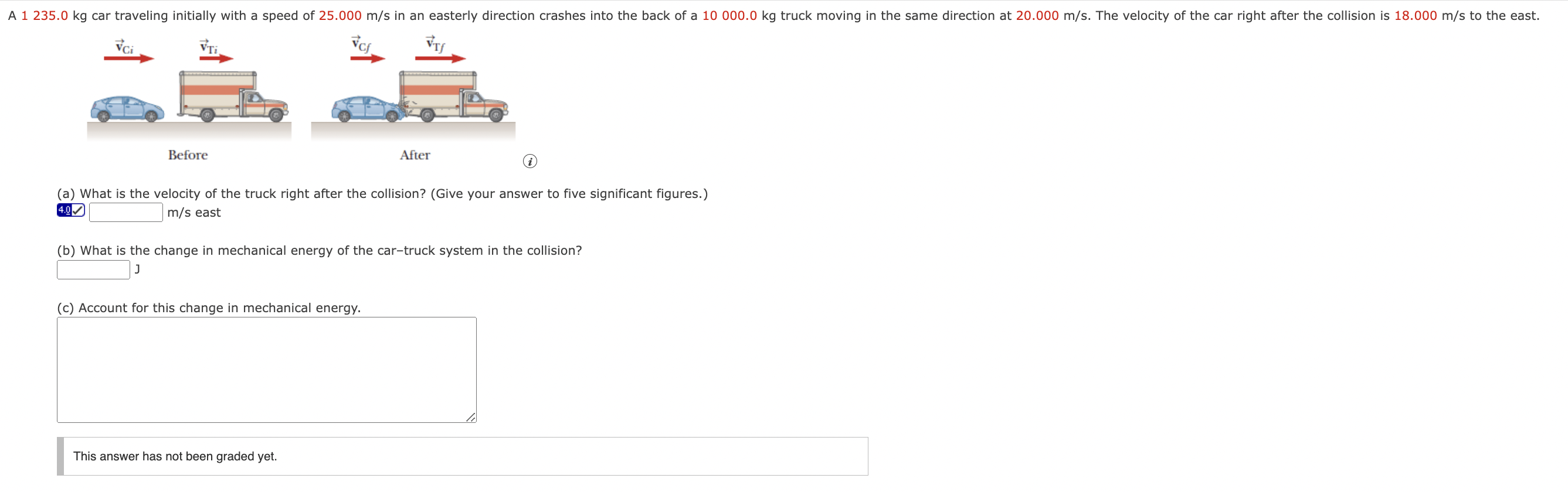 Solved (a) What is the velocity of the truck right after the | Chegg.com