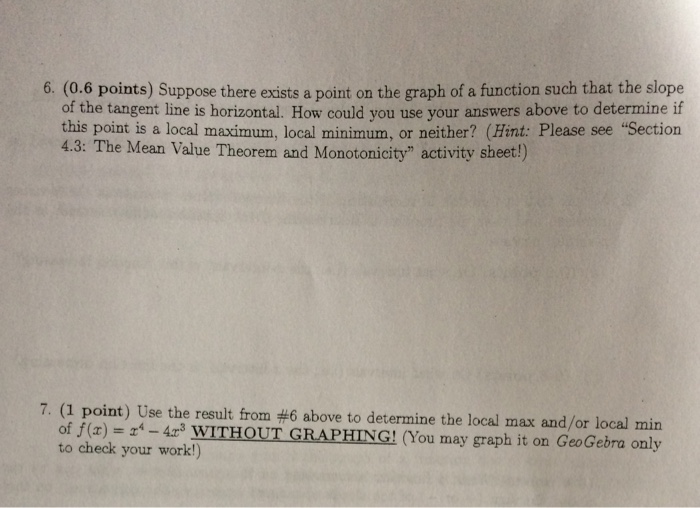 Solved 1. (0.6 points) Using GeoGebra, graph the function | Chegg.com