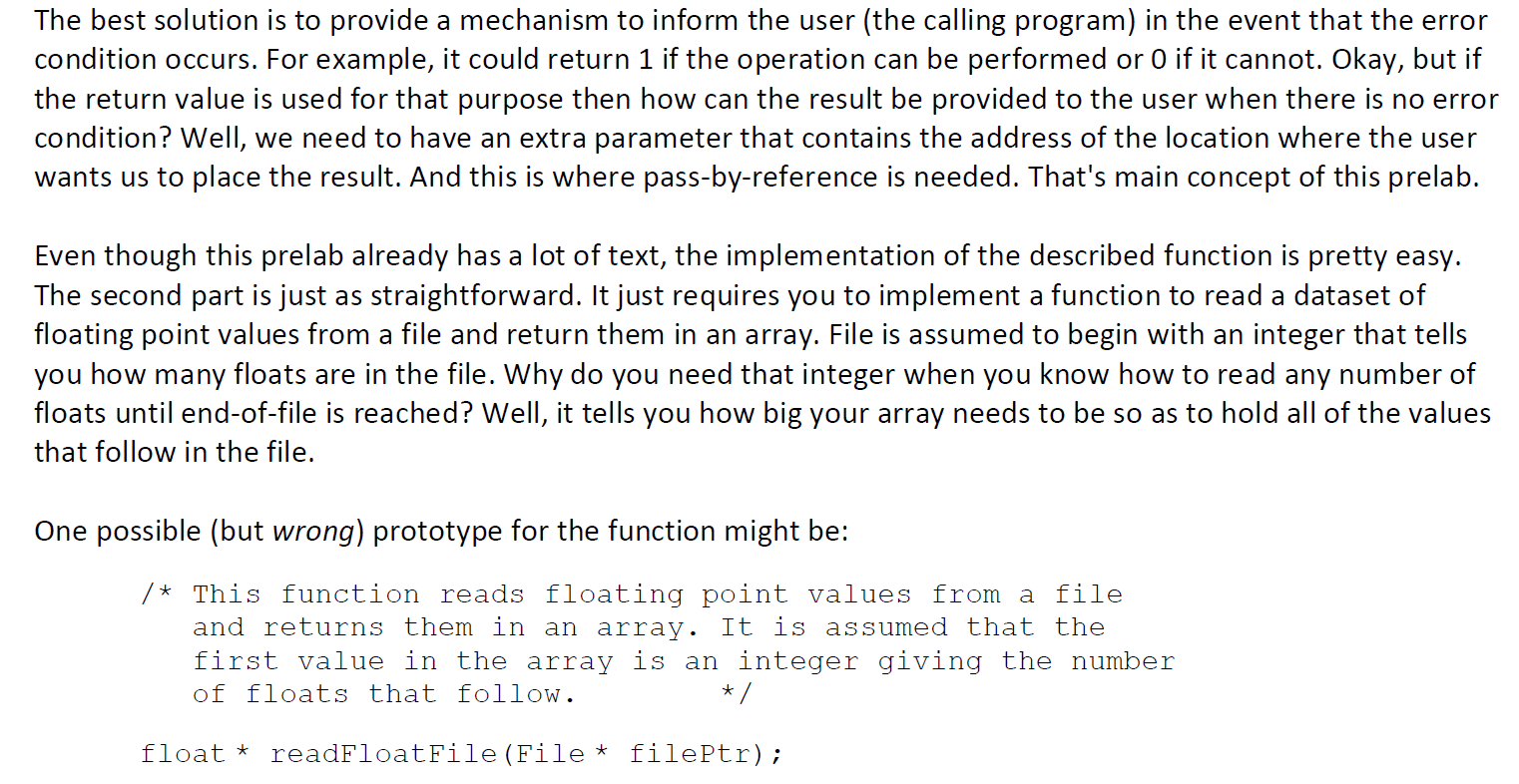 For this prelab you will implement a function that | Chegg.com