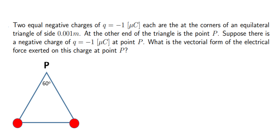 Solved Two equal negative charges of q = -1 [uC] each are | Chegg.com