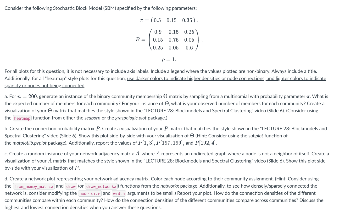 Solved Consider the following Stochastic Block Model (SBM) | Chegg.com