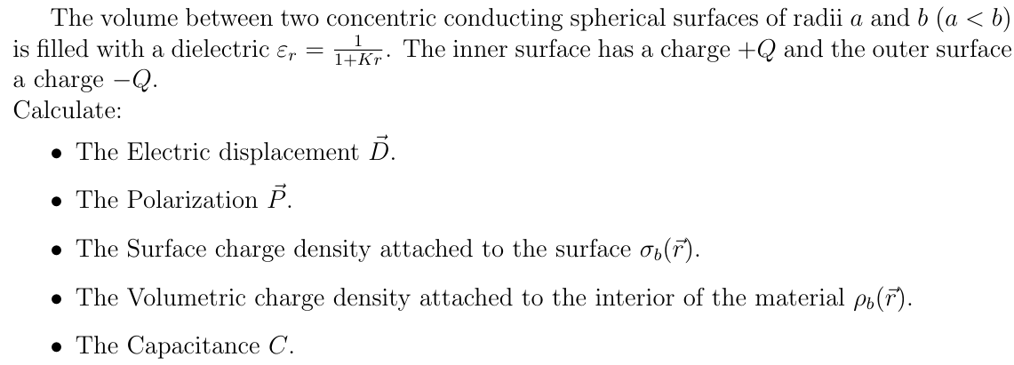 Solved The volume between two concentric conducting | Chegg.com