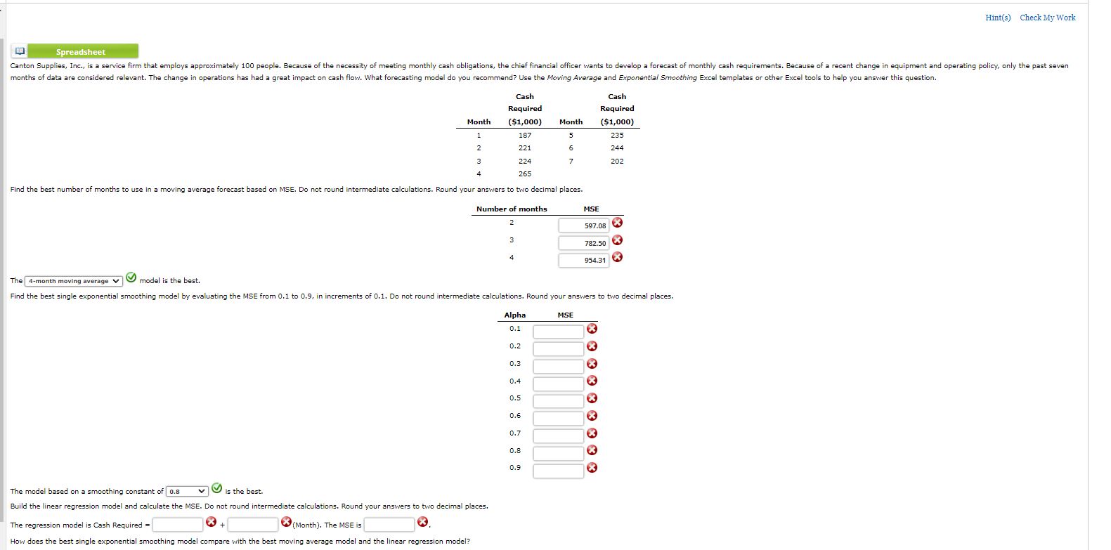 Solved EFind the best number of months to use in a moving | Chegg.com
