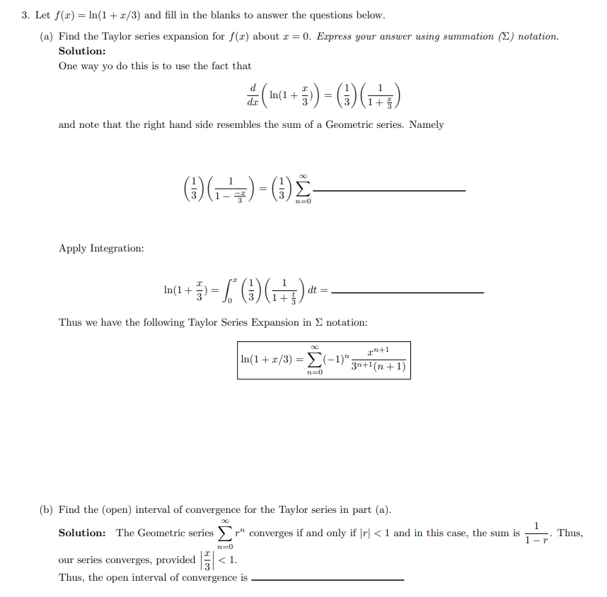 Solved Let f(x)=ln(1+x3) ﻿and fill in the blanks to answer | Chegg.com