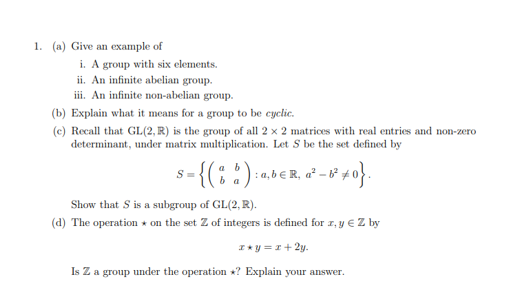 Solved 1. (a) Give an example of i. A group with six | Chegg.com