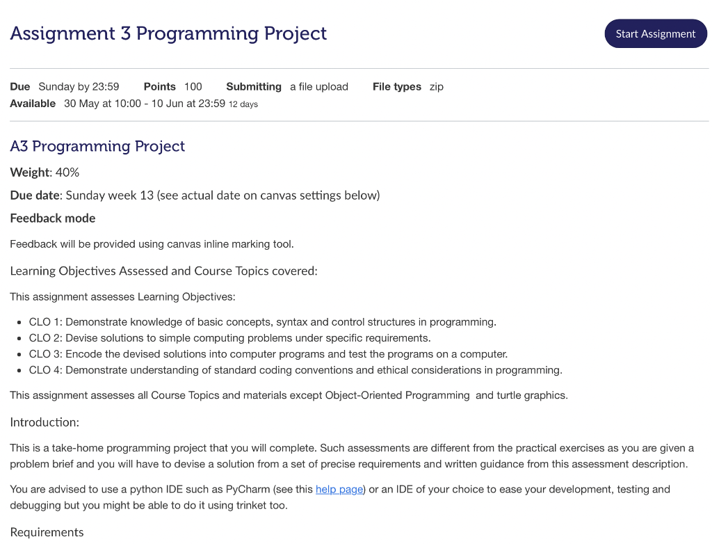 Solved Assignment 3 Programming Project Due Sunday by 23:59 | Chegg.com
