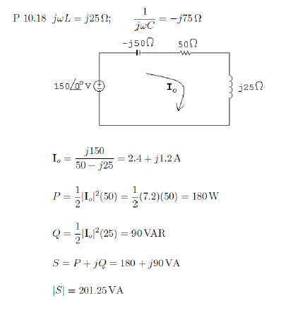 Solved 1 P 10.18 jwL = j252; = -2752 jwC -j5012 502 150/ov | Chegg.com