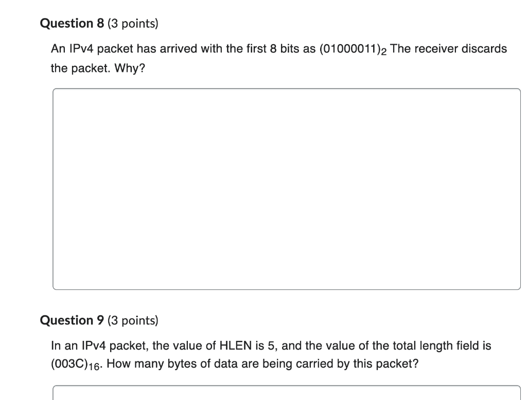 Solved An IPv4 packet has arrived with the first 8 bits as | Chegg.com