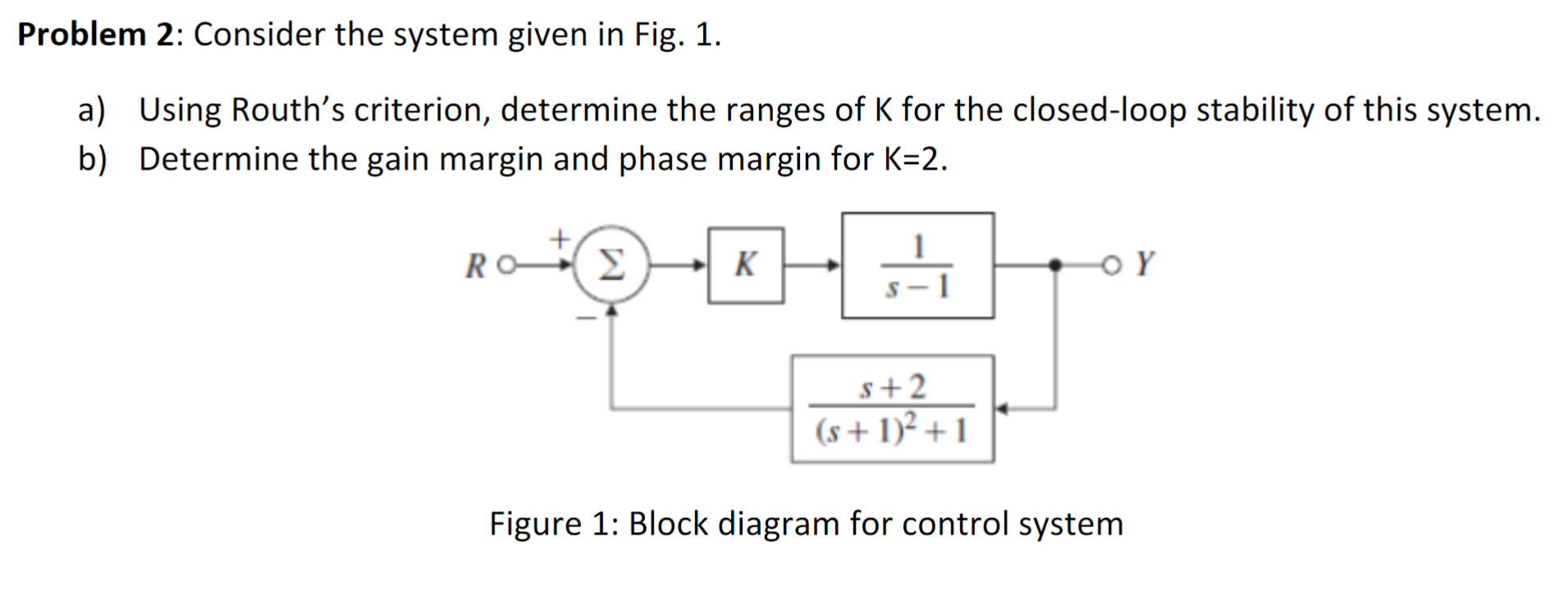 Solved Consider the system given in Fig. 1. a) Using Routh’s | Chegg.com