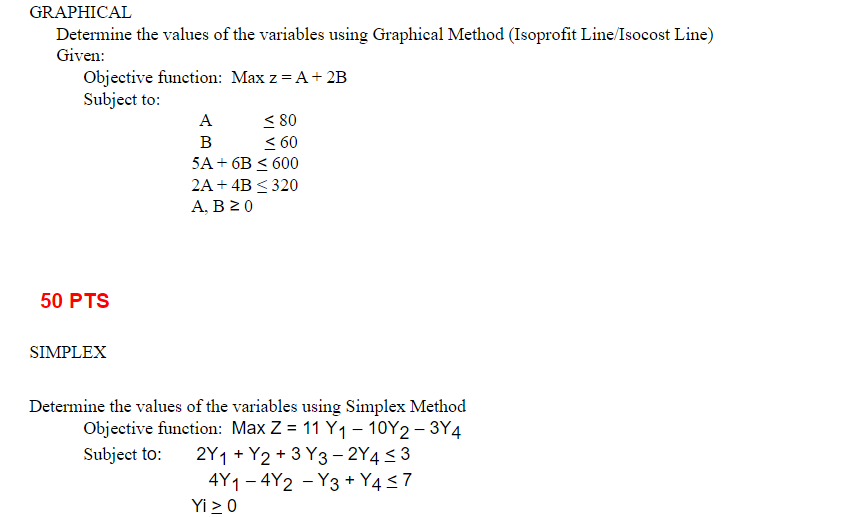 Solved GRAPHICAL Determine the values of the variables using | Chegg.com