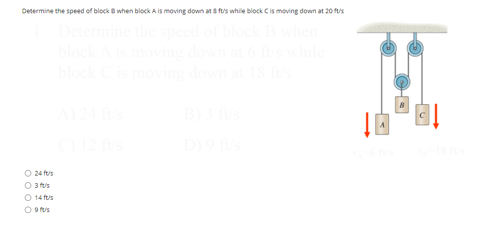Solved Determine the speed of block B when block A is moving | Chegg.com