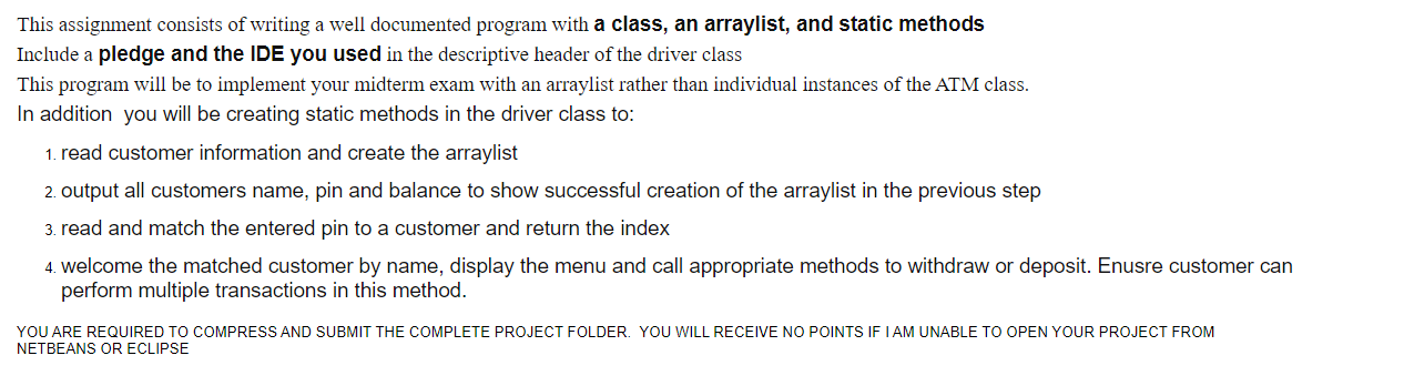 Solved This assignment consists of writing a well documented | Chegg.com