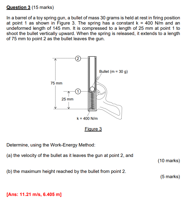 Solved In a barrel of a toy spring gun, a bullet of mass 30 | Chegg.com