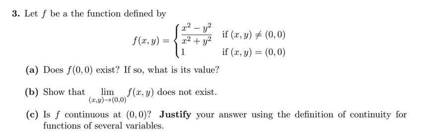 Solved 3. Let f be a the function defined by (x2 - y2 f(x,y) | Chegg.com