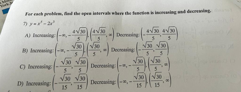 Solved For each problem, find the open intervals where the | Chegg.com