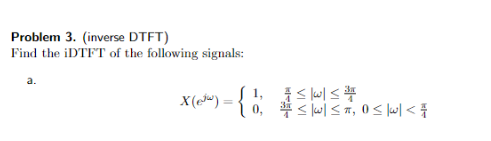 Solved Problem 3. (inverse DTFT) Find the iDTFT of the | Chegg.com