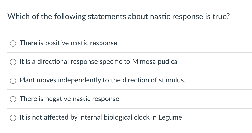 Solved Which of the following statements about nastic | Chegg.com