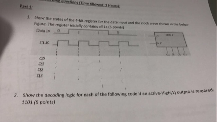 Solved Show the states of the 4-bit register for the data | Chegg.com