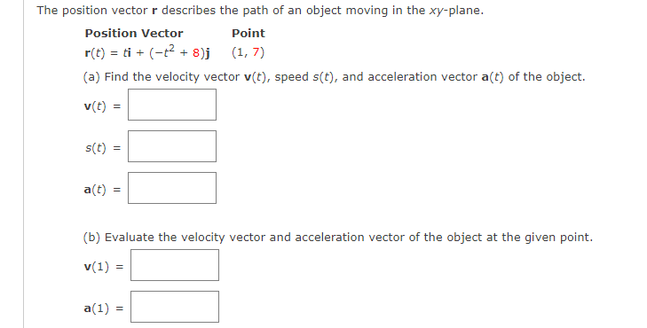Solved (a) Find the velocity vector v(t), speed s(t), and | Chegg.com
