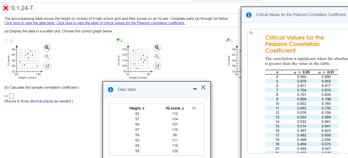 Solved X 9.1.24-T © Critical Values for the Pearson | Chegg.com