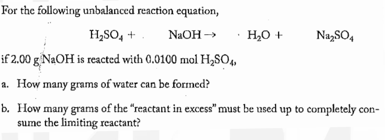 Solved For the following unbalanced reaction equation, | Chegg.com