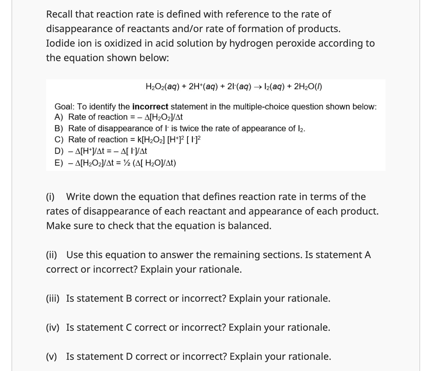 Solved Recall that reaction rate is defined with reference | Chegg.com