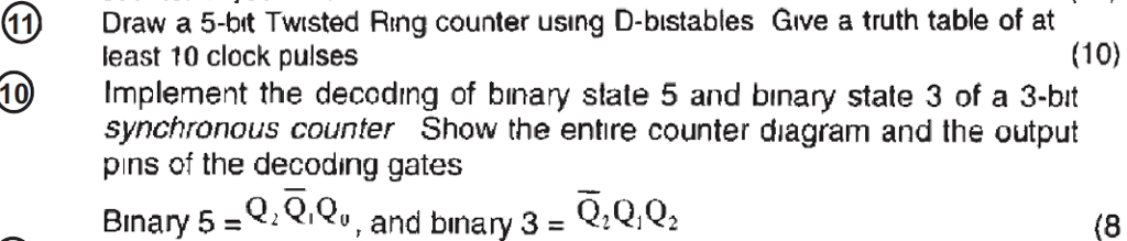 Solved Draw a 5-bt Twisted Ring counter using D-bistables | Chegg.com