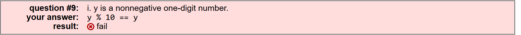 Solved question #9: i. y is a nonnegative one-digit number. | Chegg.com