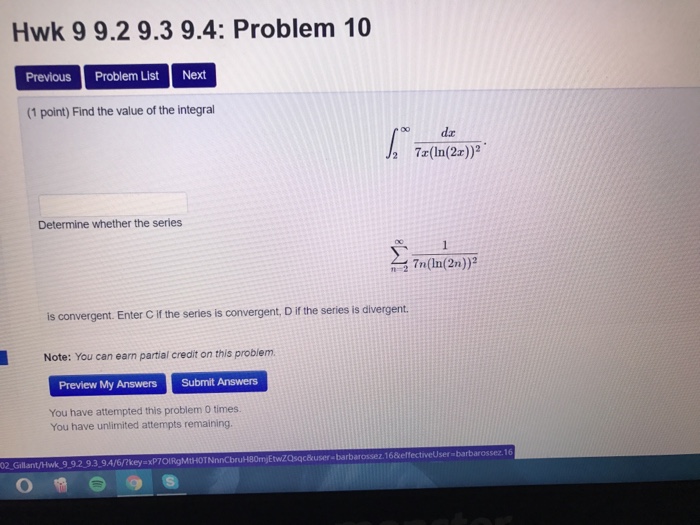 Solved Find the value of the integral integral_2^infinity | Chegg.com