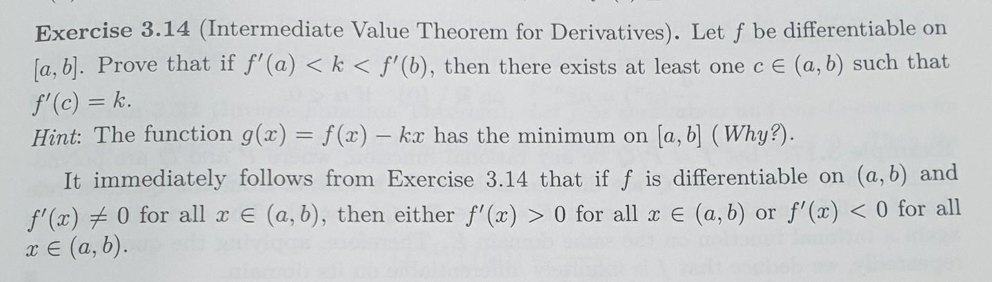 Solved Exercise 3.14 (Intermediate Value Theorem for | Chegg.com