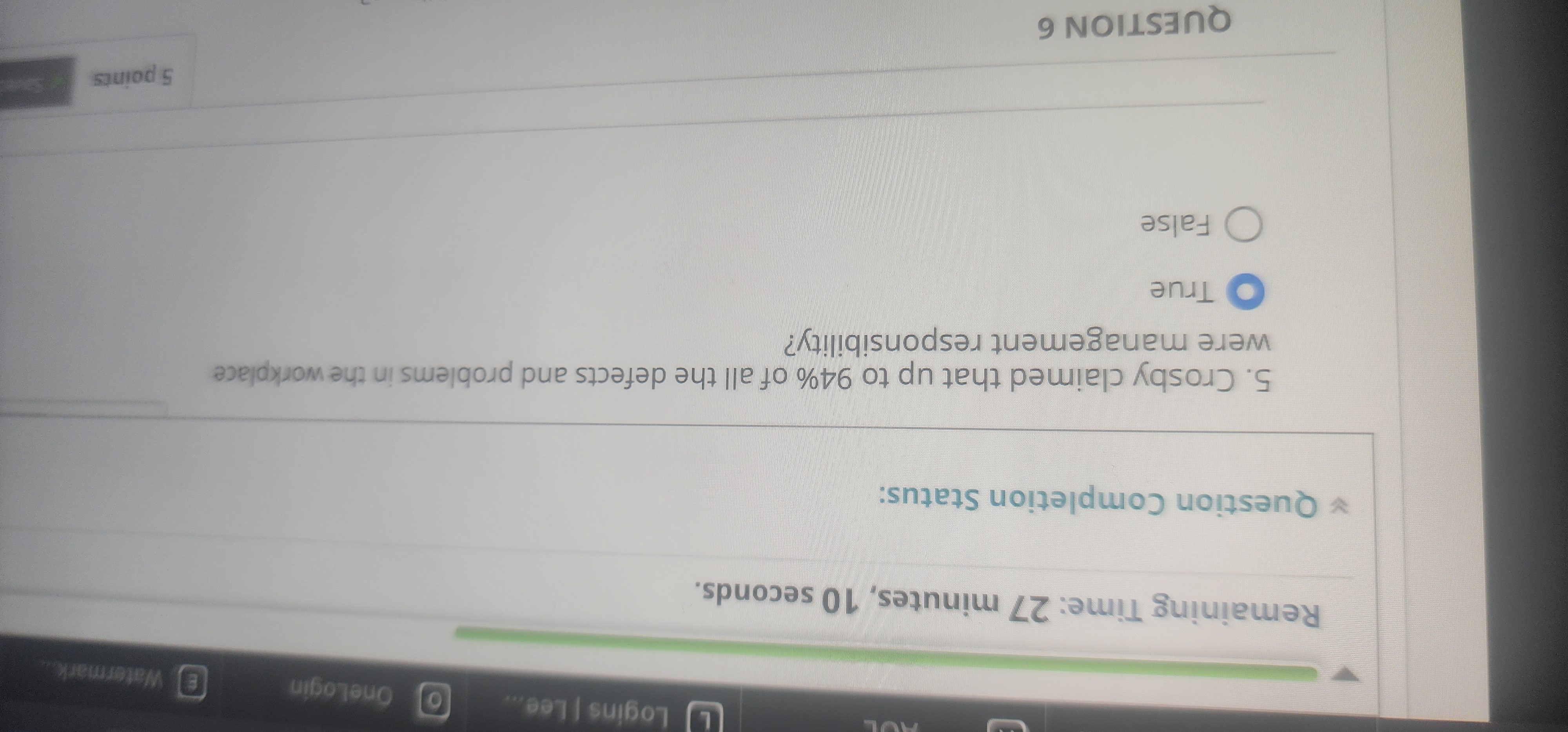 Solved Question Completion Status:5. ﻿Crosby claimed that up | Chegg.com