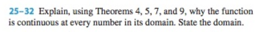 Solved 25-32 Explain, using Theorems 4, 5, 7, and 9, why the | Chegg.com